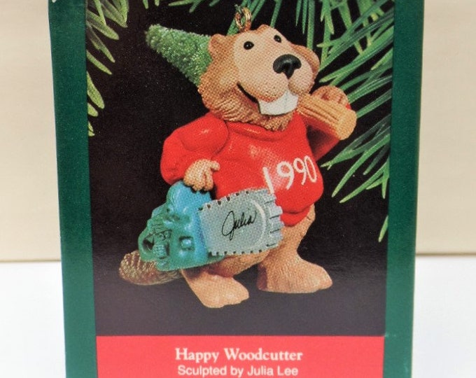 Hallmark Happy Woodcutter Christmas Ornament 1990 NOS Beaver With ...