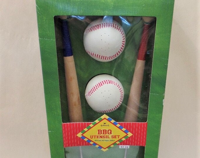 Hallmark BBQ Utensil Set NOS Unopened Package Baseball Theme Salt ...