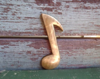 Vintage Solid Brass Musical Note Brass Wall Plaque - Etsy