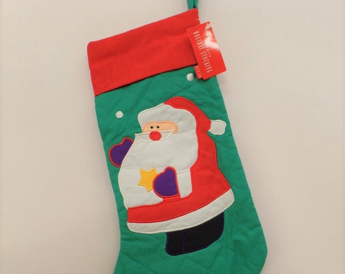 Vintage Hallmark Quilted Christmas Stocking Santa Claus Design 1990's ...