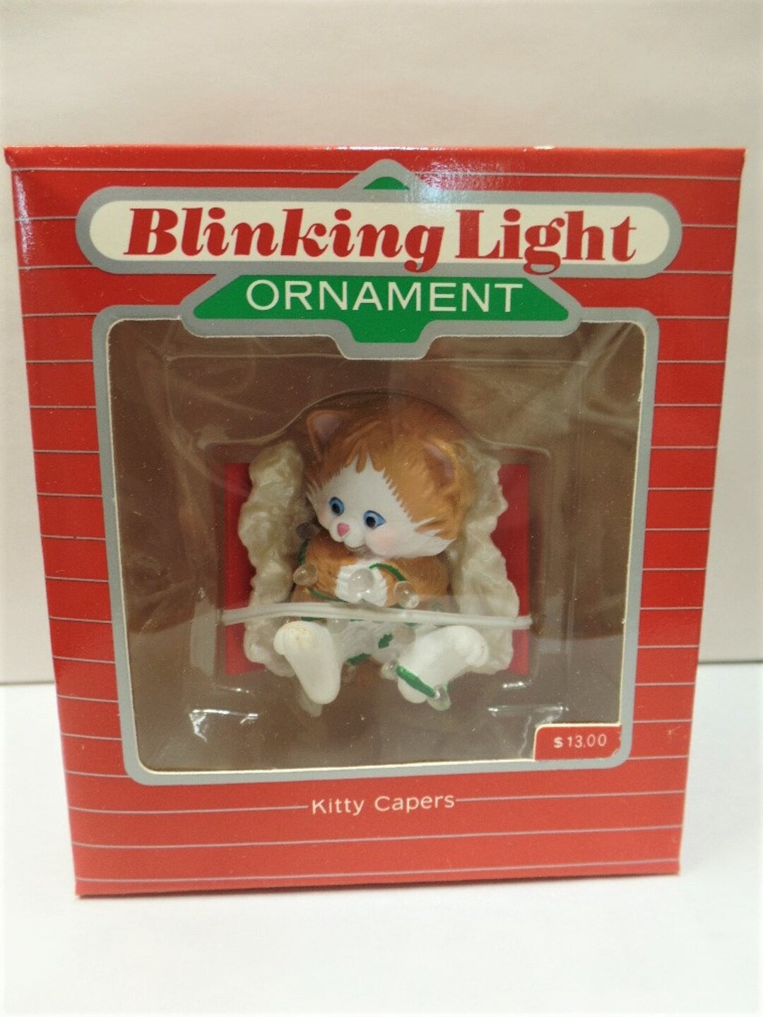 Hallmark Kitty Capers Magic Christmas Ornament 1988 NOS Blinking Light ...