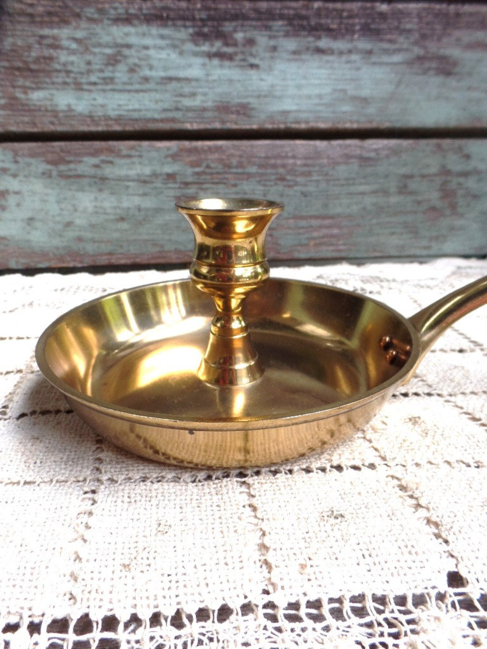 Vintage Brass Frying Pan Candlestick Holder Brass Skillet - Etsy