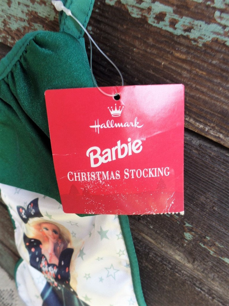 Vintage Hallmark Barbie Christmas Stocking NOS Green Stocking - Etsy