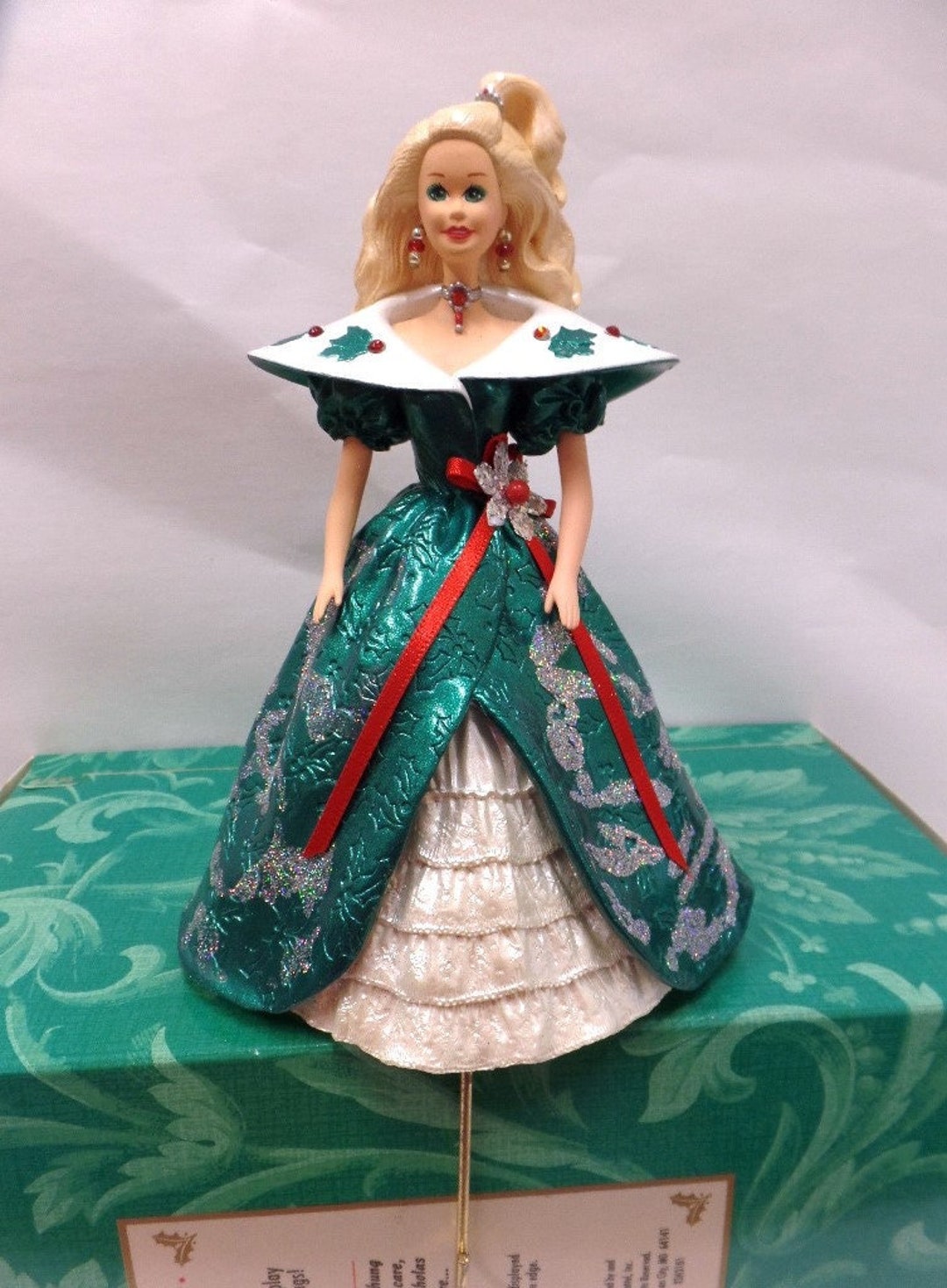 Vintage Hallmark Barbie Stocking Hanger 1996 NOS Original Box Green ...