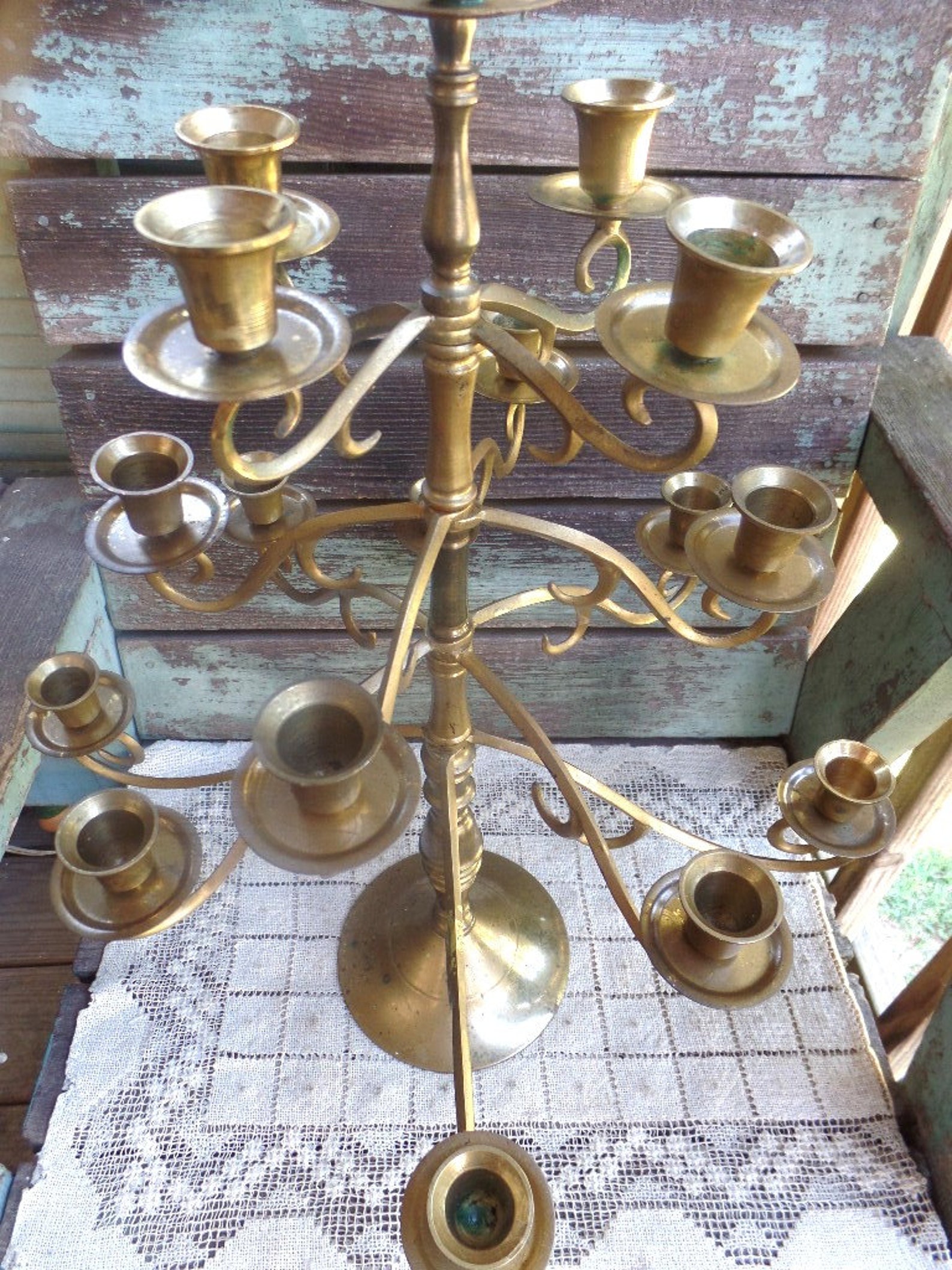 Vintage Large Brass Candelabra Holds 17 Candles 21 Tall - Etsy