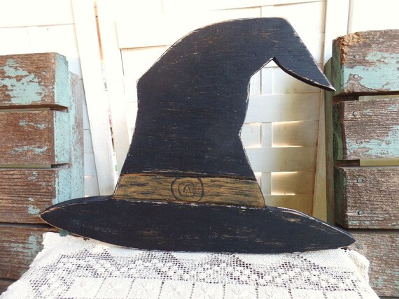 Handmade Folk Art Witch Hat Wood Sign Halloween | Etsy