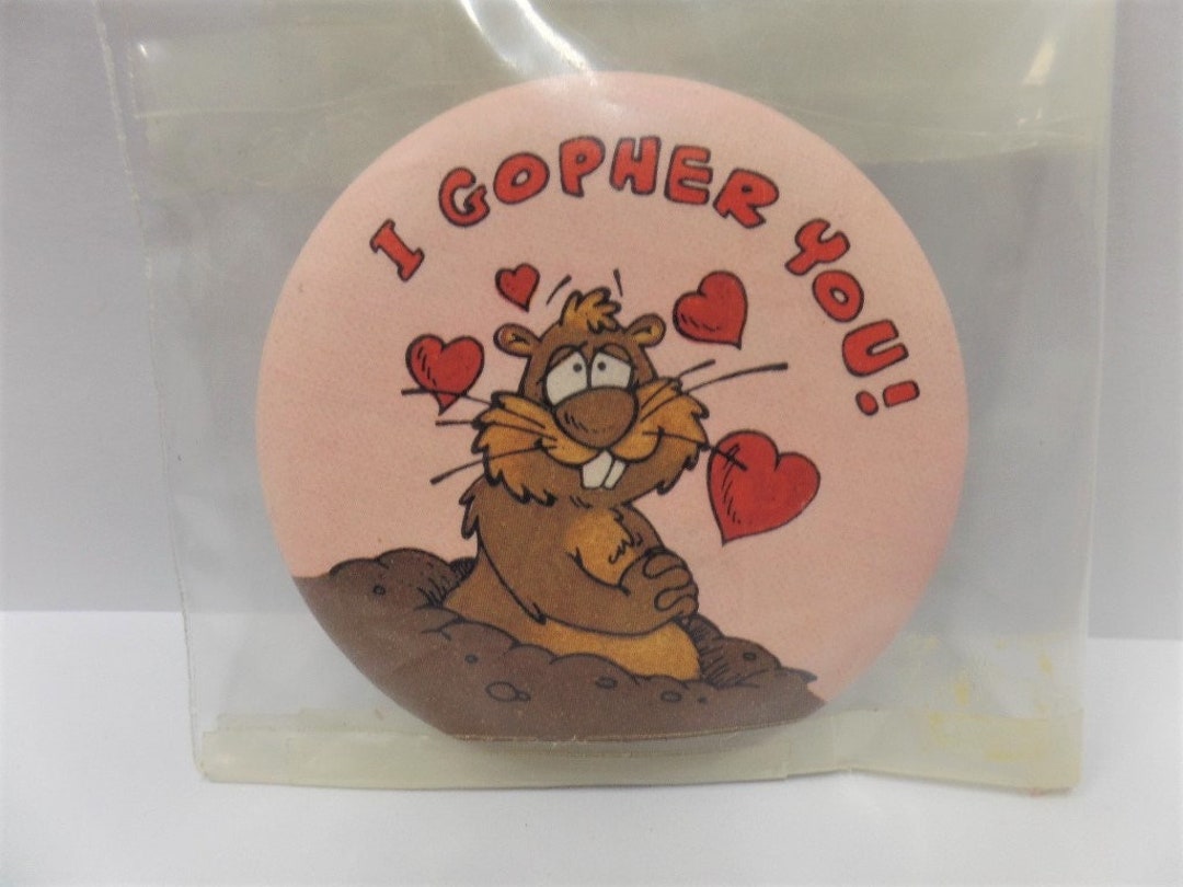 Vintage Hallmark Valentine Button 1980's NOS Hearts I Gopher You! - Etsy