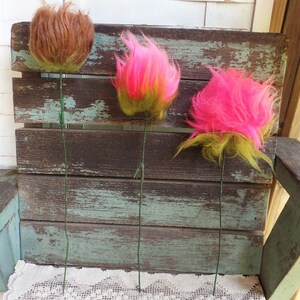 Vintage Set of Eleven Handmade Flowers Troll Flowers Floral Arrangment ...