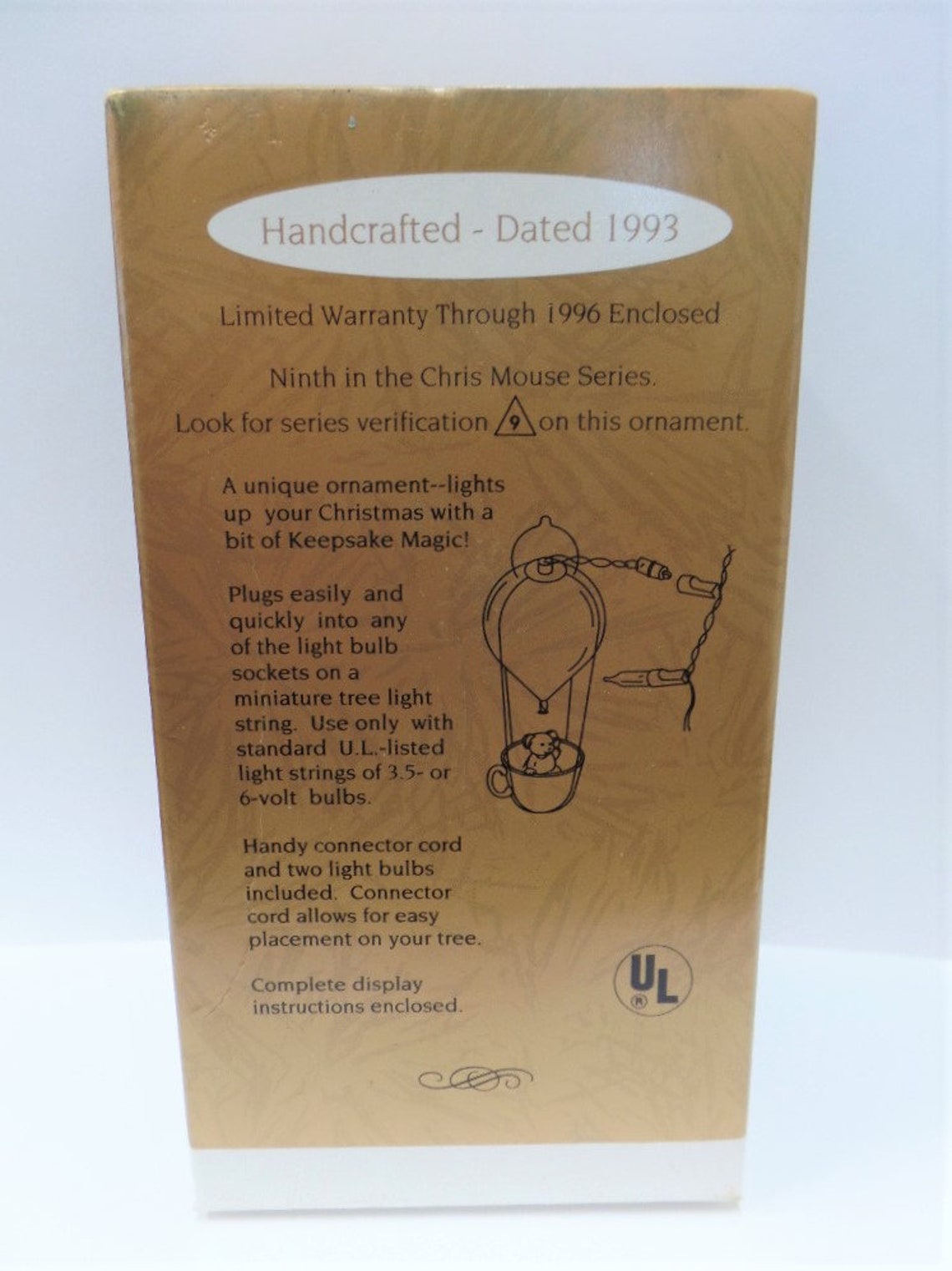 Hallmark Chris Mouse Flight Christmas Lighted Ornament 1993 Hot Air ...