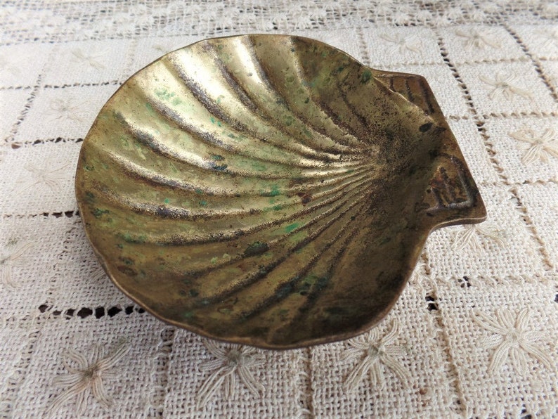 Vintage Solid Brass Shell Ashtray Trinket Dish - Etsy