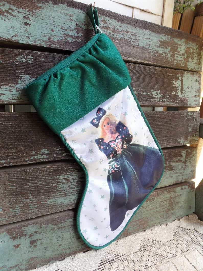 Vintage Hallmark Barbie Christmas Stocking NOS Green Stocking - Etsy