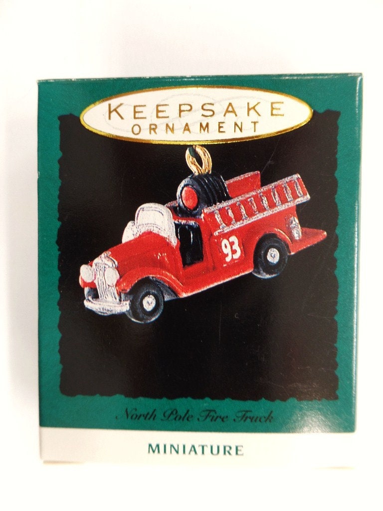 Hallmark North Pole Fire Truck Miniature Christmas Ornament 1993 ...