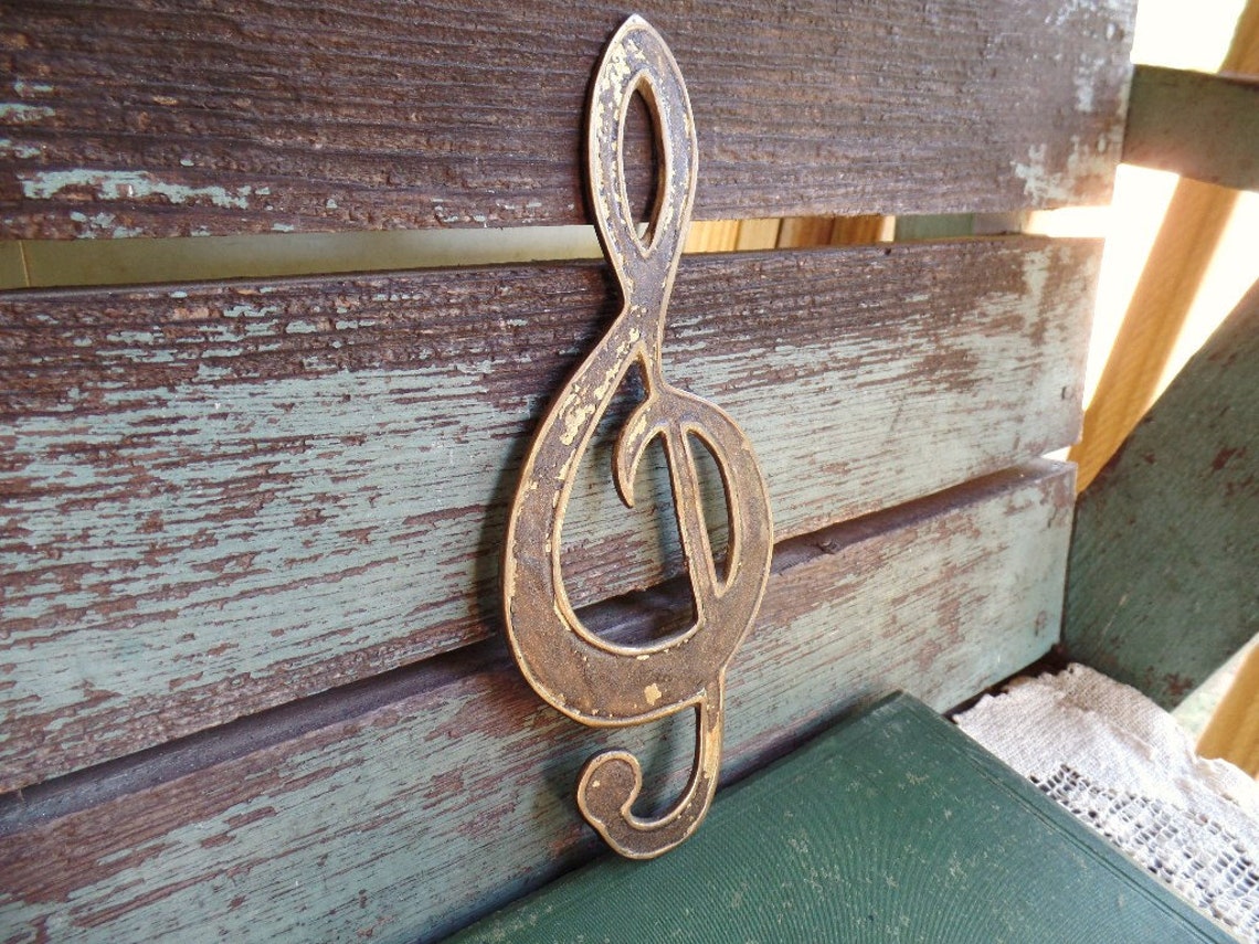 Vintage Solid Brass Musical Note Brass Wall Plaque - Etsy