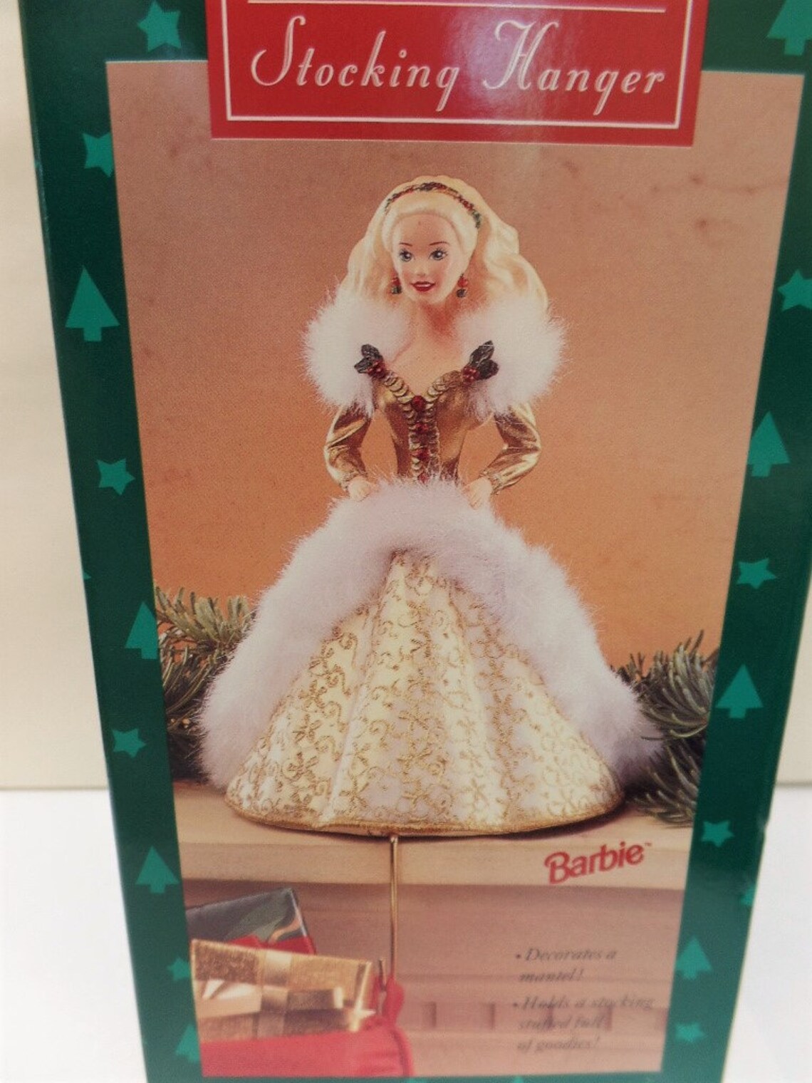 Vintage Hallmark Barbie Stocking Hanger 1995 NOS Original Box Gold ...