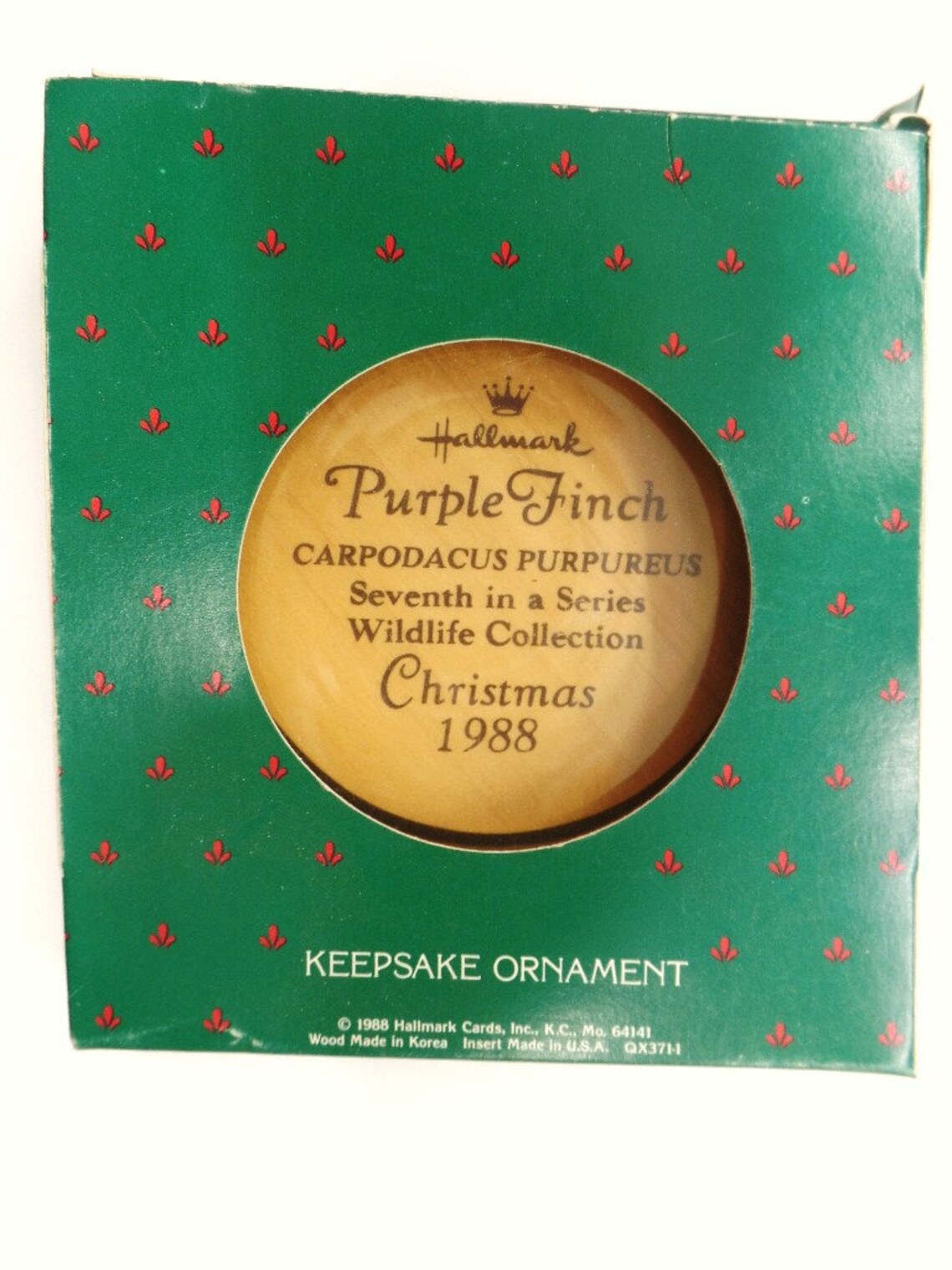 Hallmark Purple Finch Christmas Ornament 1988 NOS 7th in - Etsy