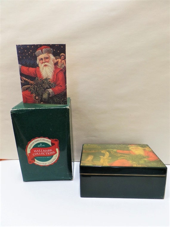 Hallmark Santa in Sleigh Lacquer Music Box 1992 NOS Heirloom | Etsy