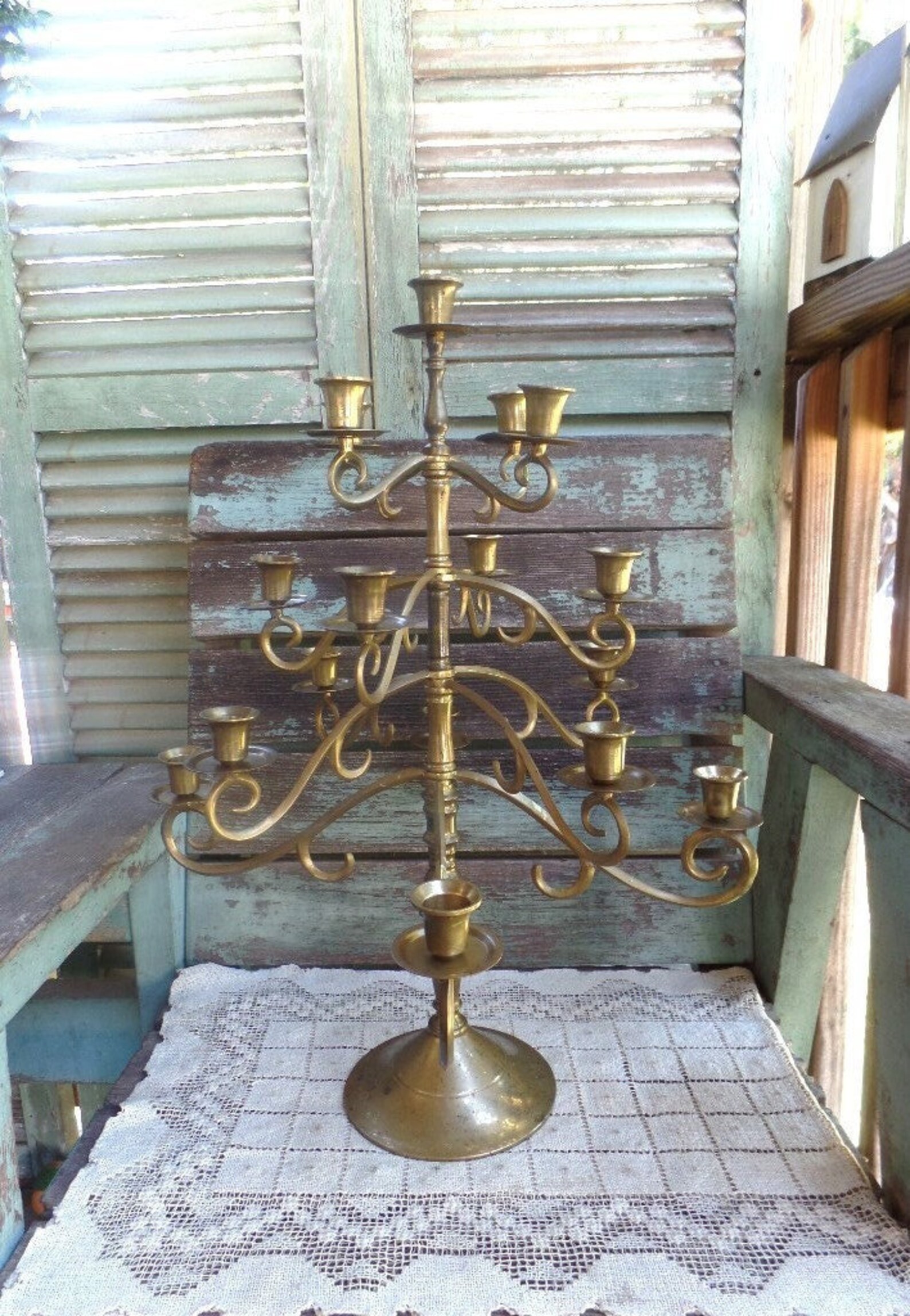 Vintage Large Brass Candelabra Holds 17 Candles 21 Tall - Etsy