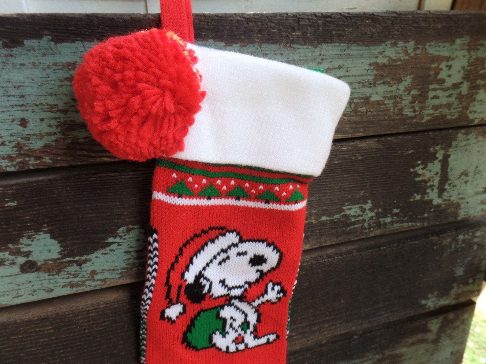 Vintage Ambassador Snoopy Christmas Stocking NOS Peanuts Knit | Etsy