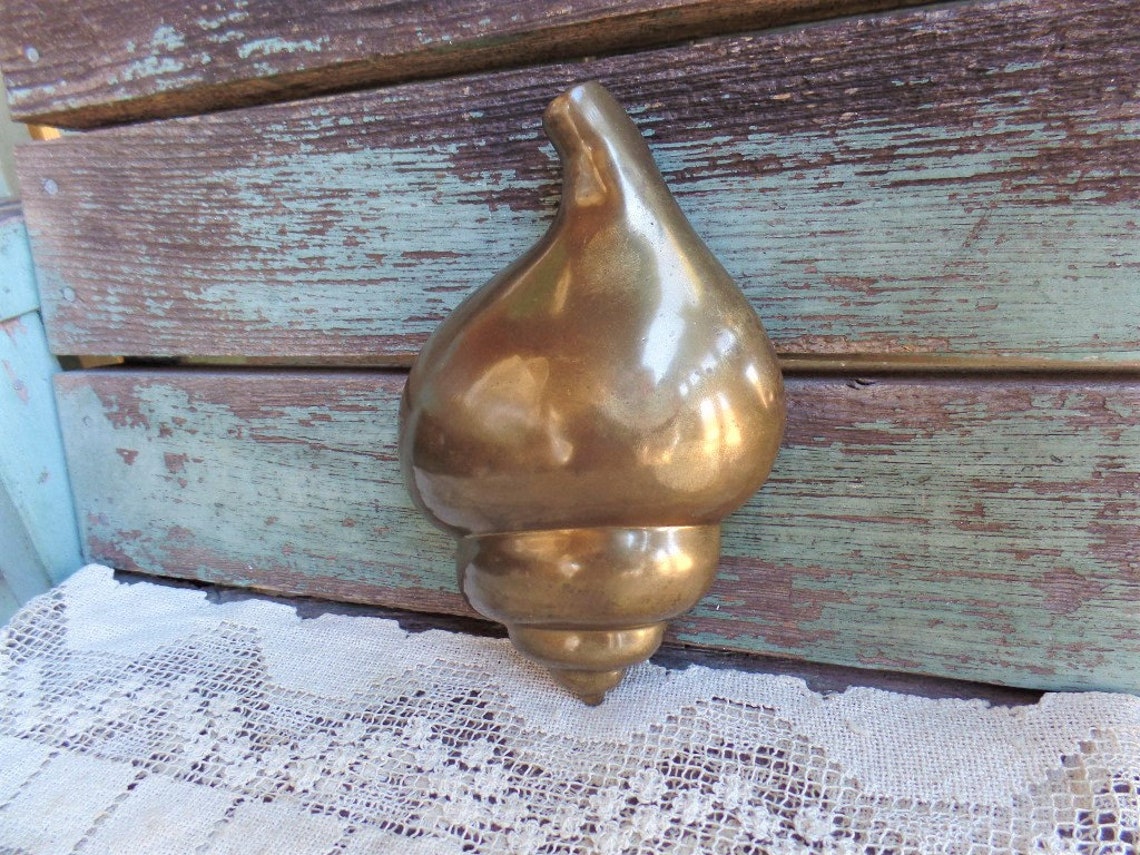 Vintage Solid Brass Shell Wall Plaque Brass Oceanic Decor - Etsy