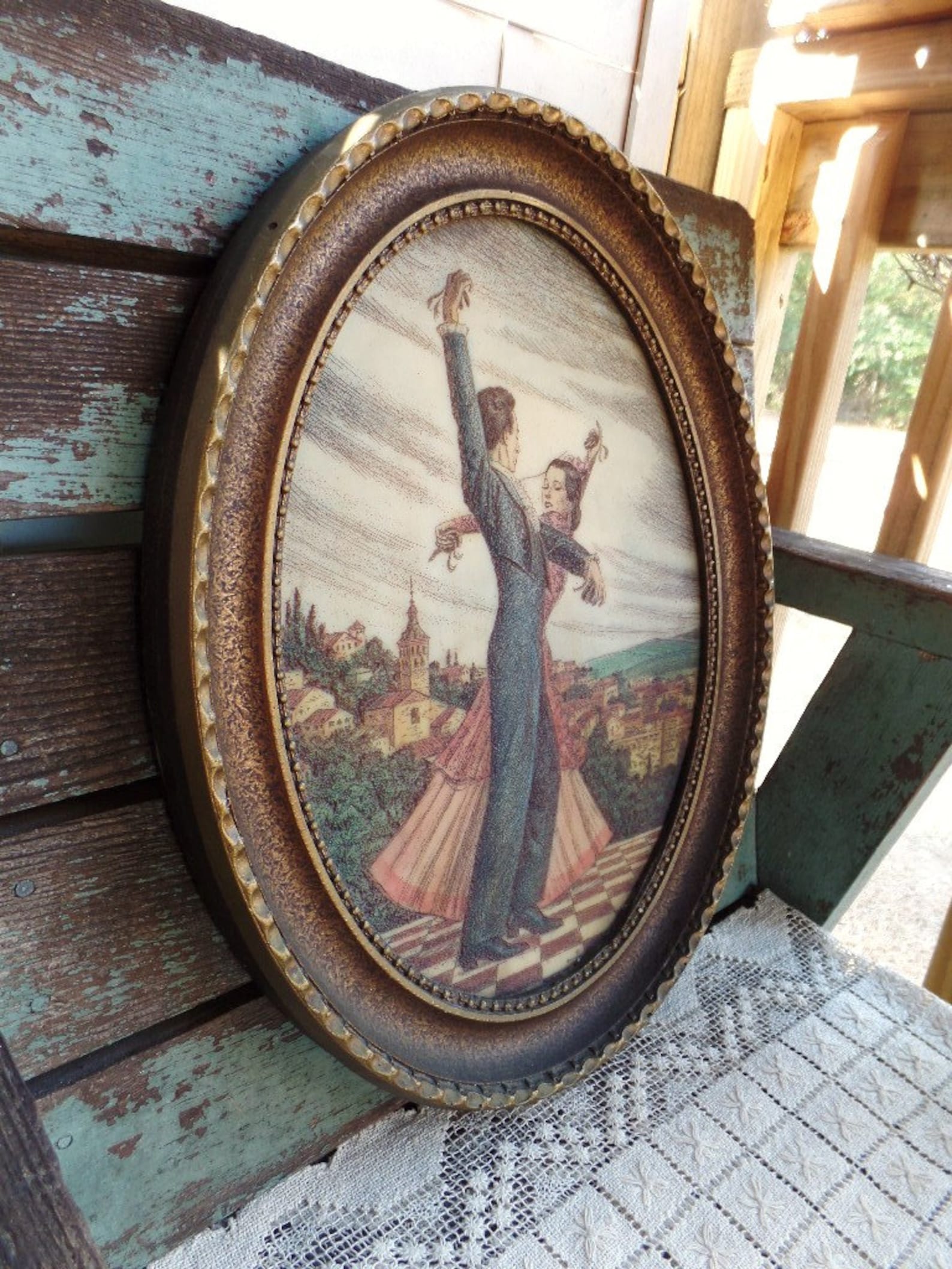 Vintage Artini Engraving Hand Painted Wall Plaque 1965 - Etsy