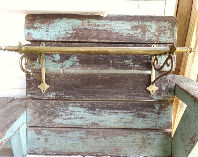 Vintage Brass Train Shelf Brass Wall Shelf Towel Rack Railroad Luggage ...