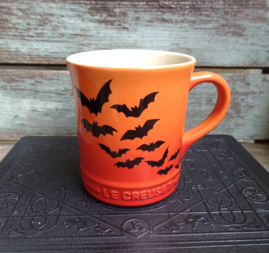 Le Creuset Flame Orange Coffee Cup Bats Design Mug Drinkware Halloween ...