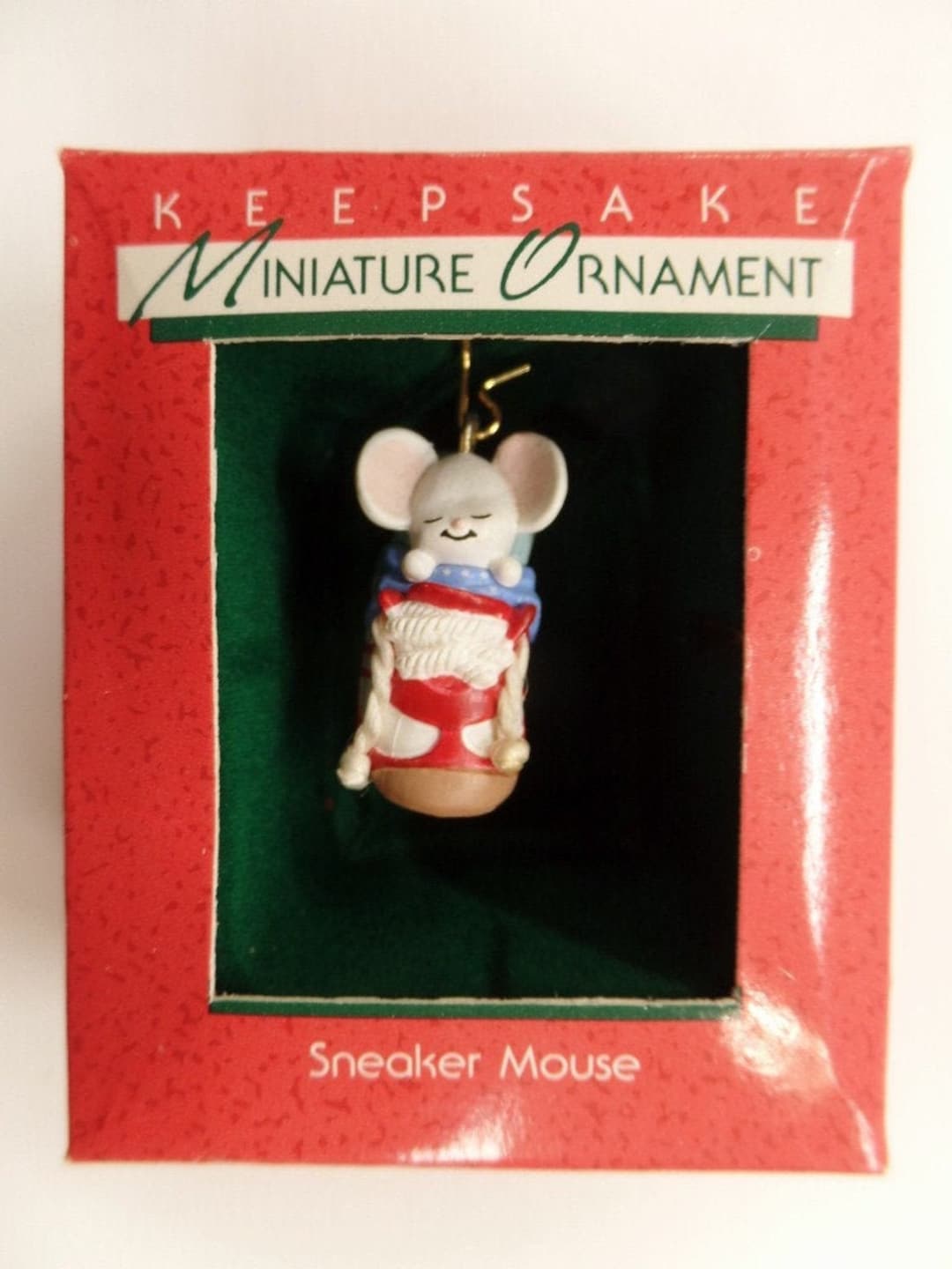 Hallmark Sneaker Mouse Miniature Christmas Ornament NOS 1988 Feather ...