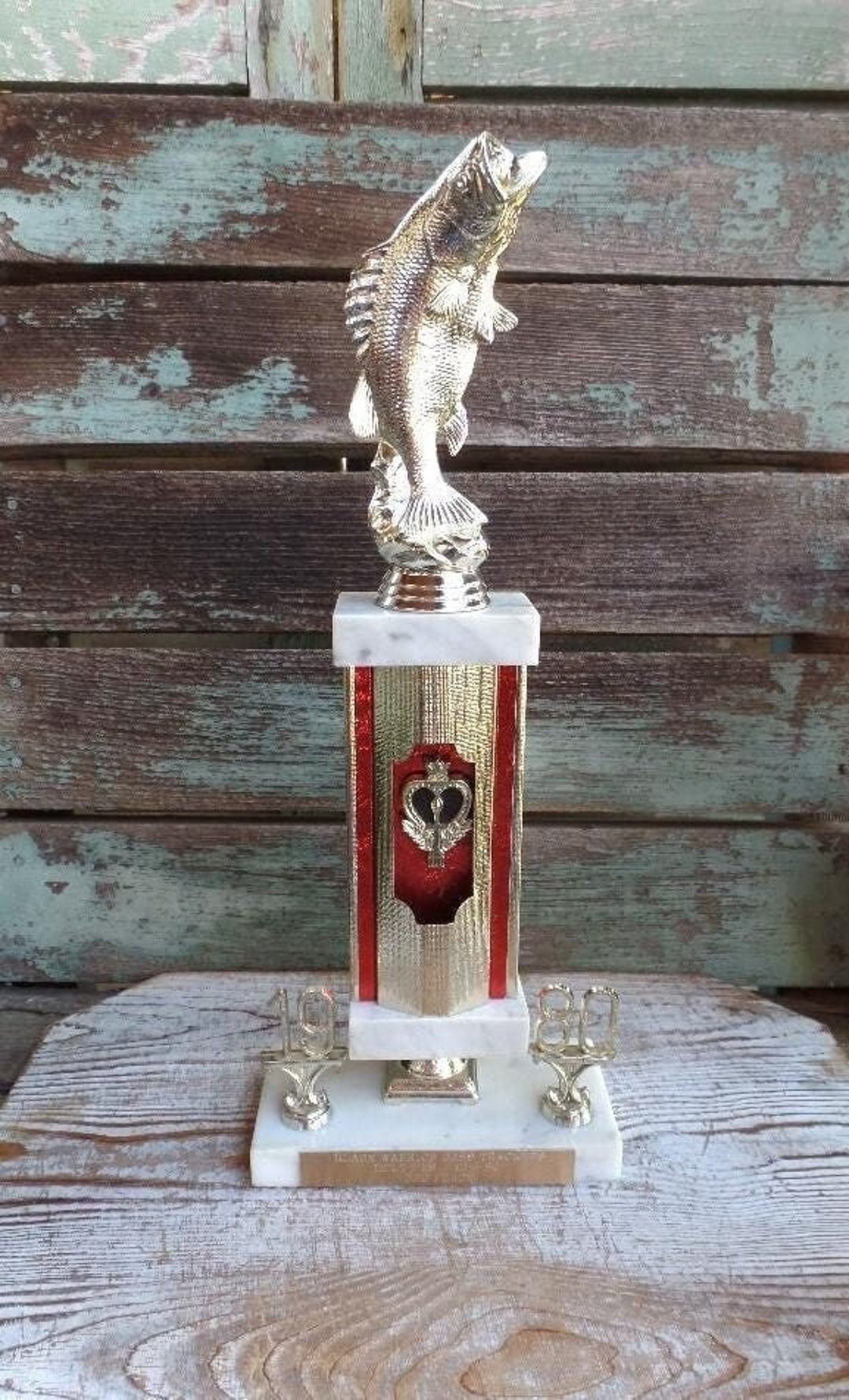 Vintage Fishing Trophy Bass Tournament 1980 Marble Collectible Decor - Etsy