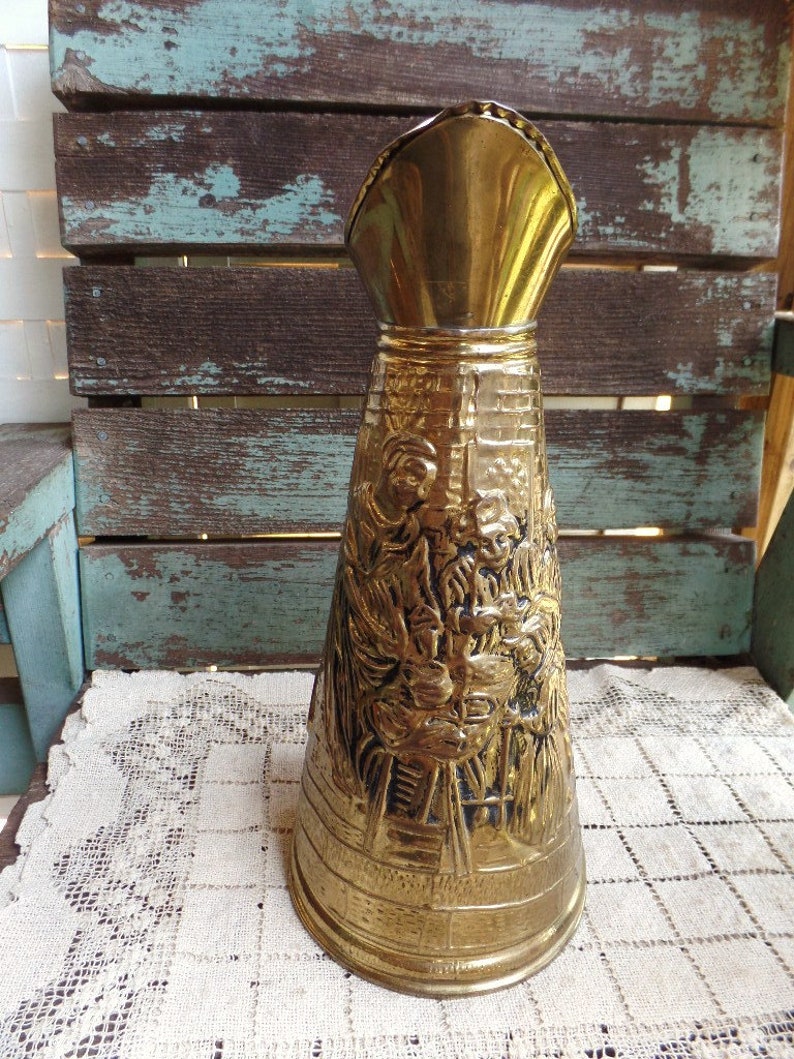 Vintage Embossed Brass Pouring Pitcher Made in England - Etsy