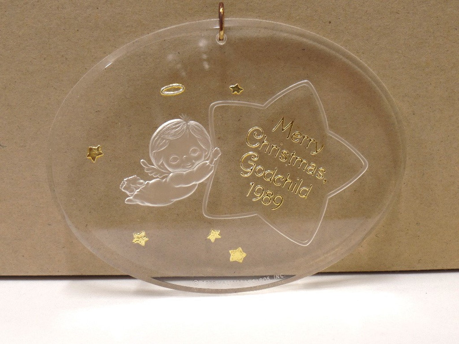 Hallmark Godchild Acrylic Christmas Ornament 1989 NOS Angel Star - Etsy