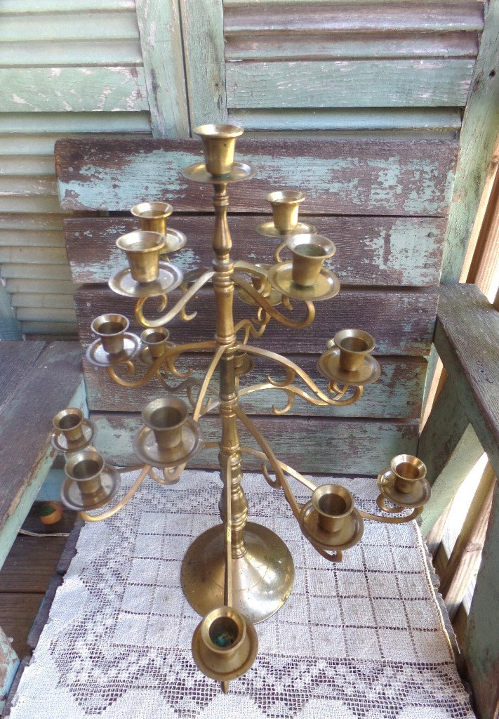 Vintage Large Brass Candelabra Holds 17 Candles 21 Tall - Etsy