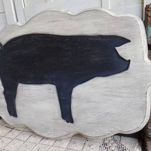 Handmade Folk Art Wood Sign Pig Shabby Chic BBQ Folk Art - Etsy