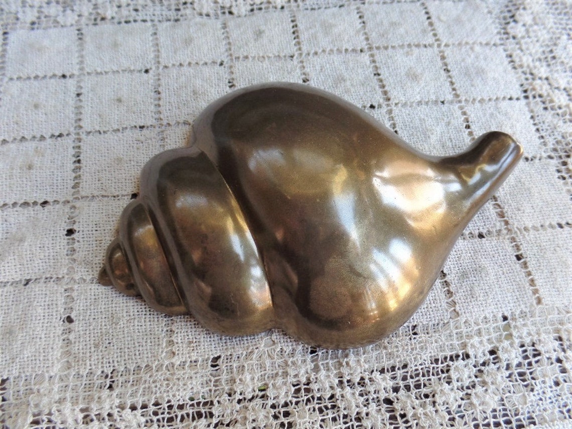 Vintage Solid Brass Shell Wall Plaque Brass Oceanic Decor - Etsy