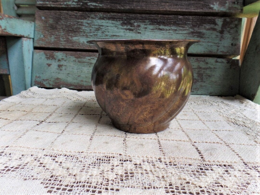 Vintage Small Brass Flower Pot Brass Planter Embossed Twist Design - Etsy