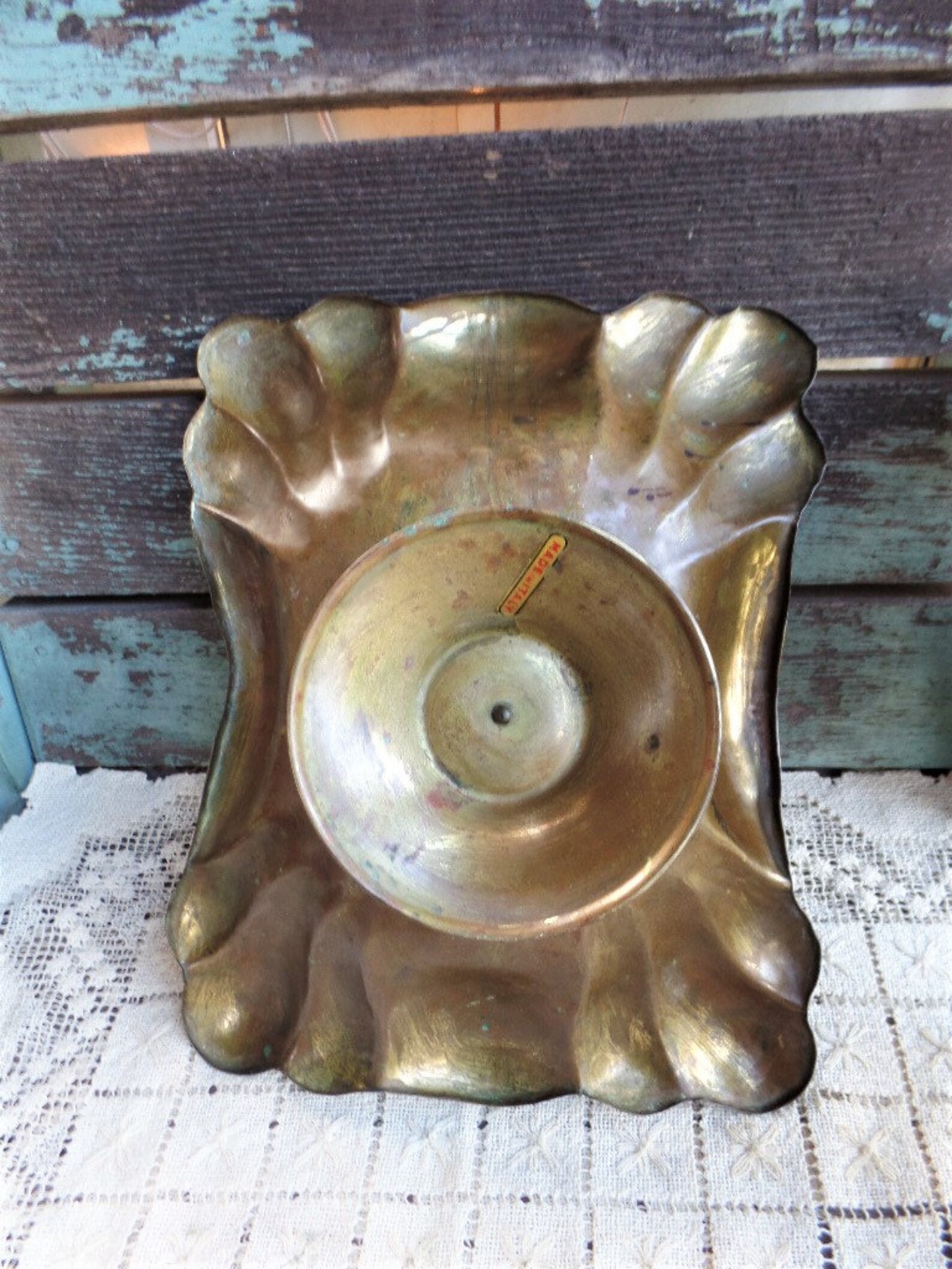 Vintage Italian Brass Pedestal Bowl Rectangular Design Table Decoration ...