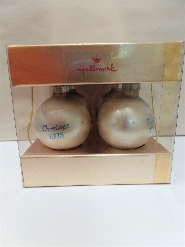 Hallmark Buttons & Bo Set of 4 Small Glass Ball Christmas Ornaments ...