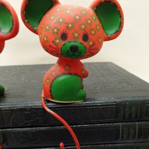 Vintage Pair Hallmark Calico Mouse Stocking Hangers 1977 Red | Etsy