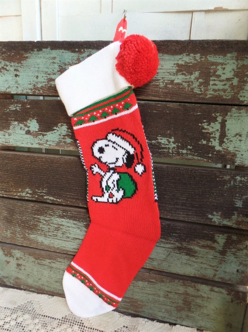 Vintage Ambassador Snoopy Christmas Stocking NOS Peanuts Knit - Etsy