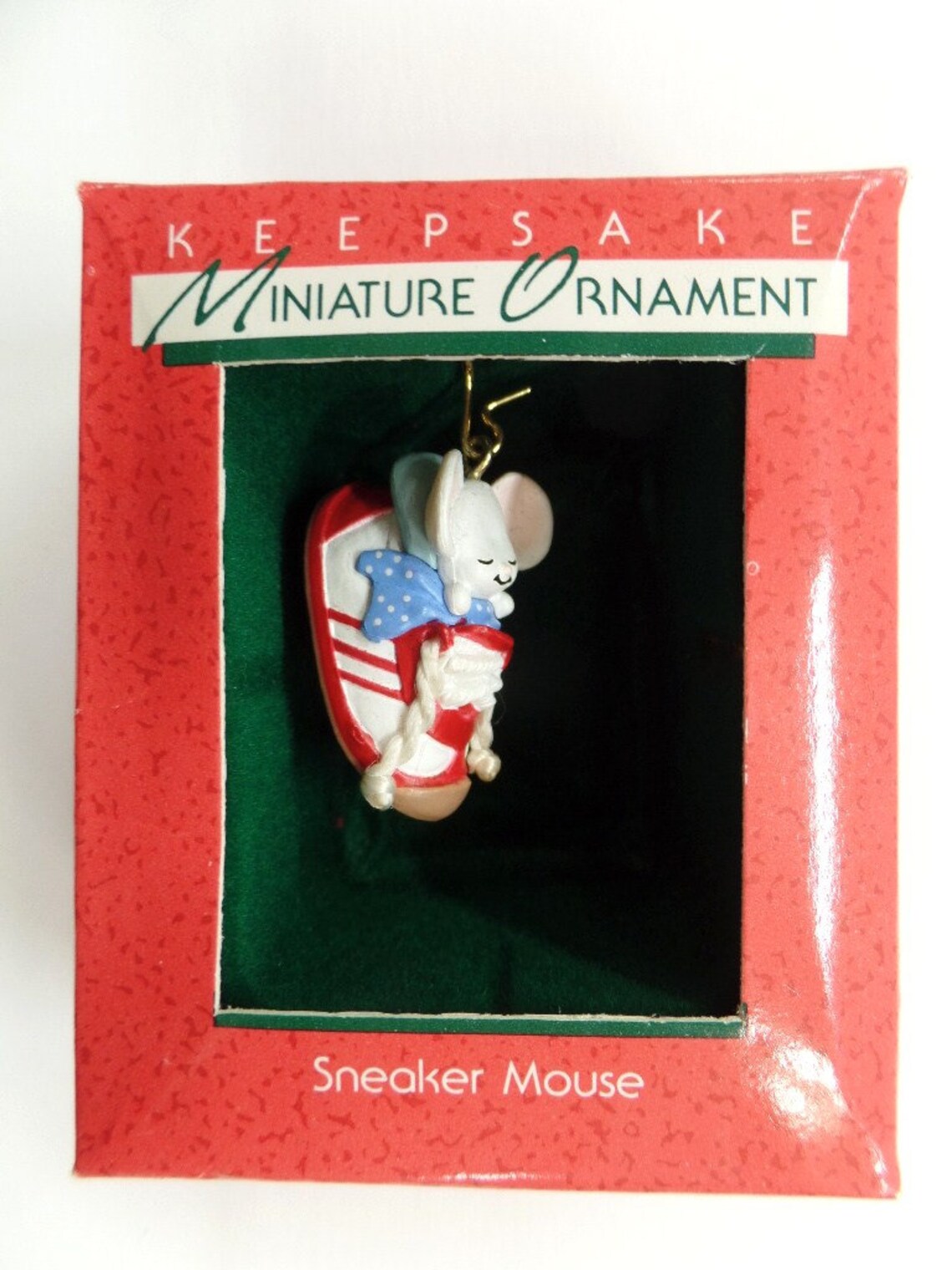Hallmark Sneaker Mouse Miniature Christmas Ornament NOS 1988 Feather ...