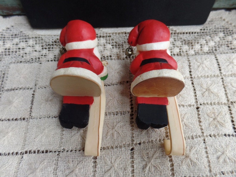 Vintage Pair Hallmark Santa Claus Stocking Hangers 1984 Original Boxes ...