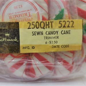 Hallmark Candy Cane Fabric Christmas Ornament 1985 NOS Unopened Package ...