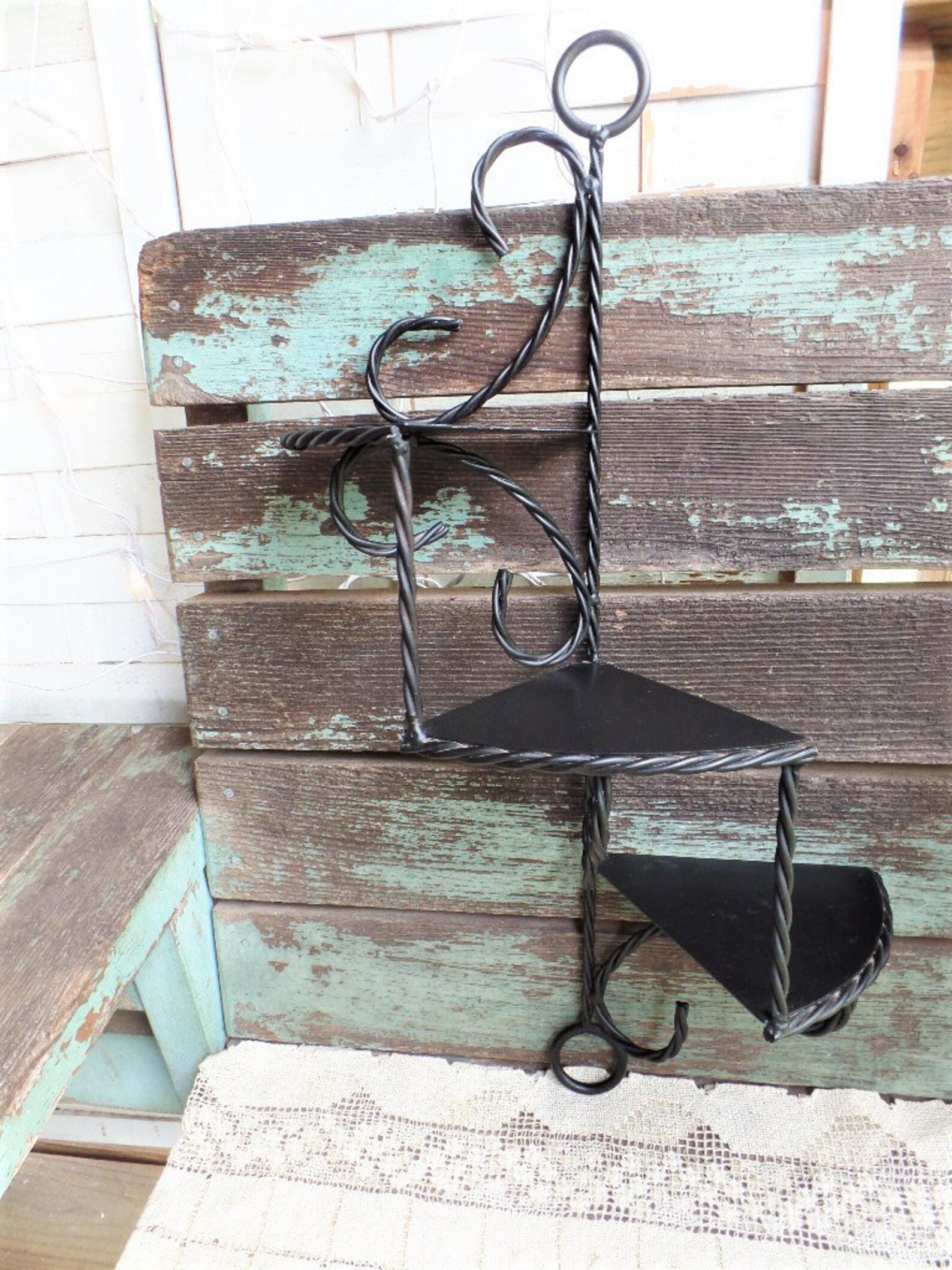 Vintage Three Tier Metal Wall Shelf Twisted Wire | Etsy