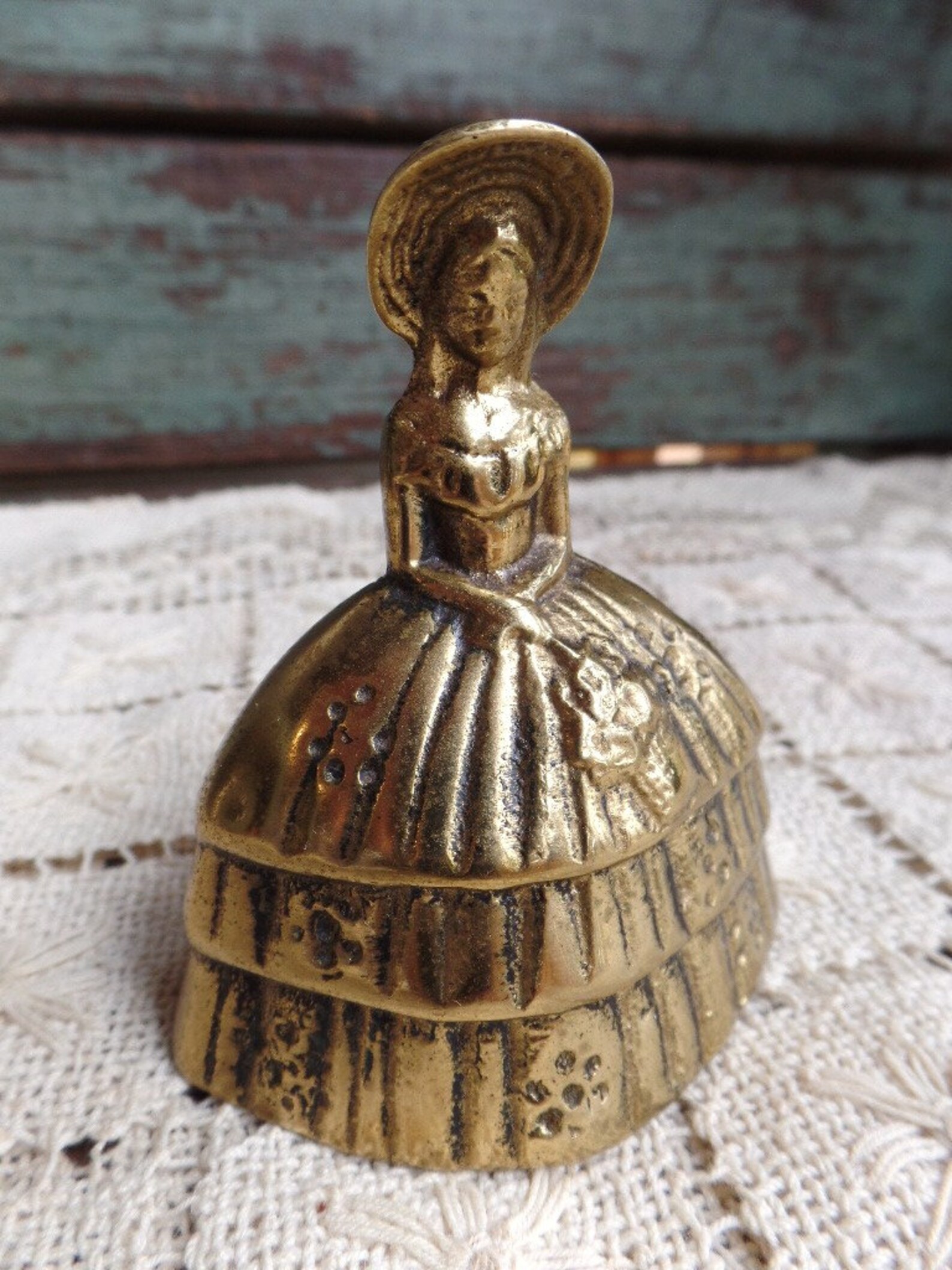 Vintage Solid Brass Southern Lady Bell - Etsy