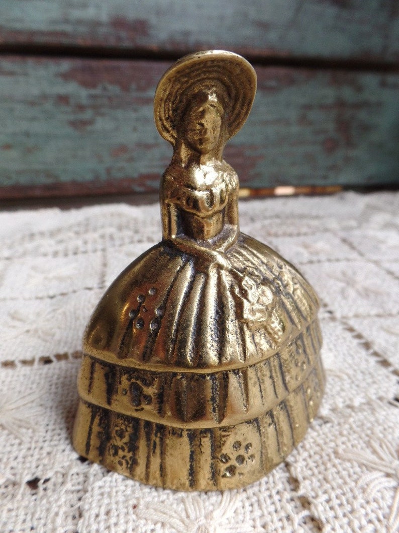 Vintage Solid Brass Southern Lady Bell | Etsy
