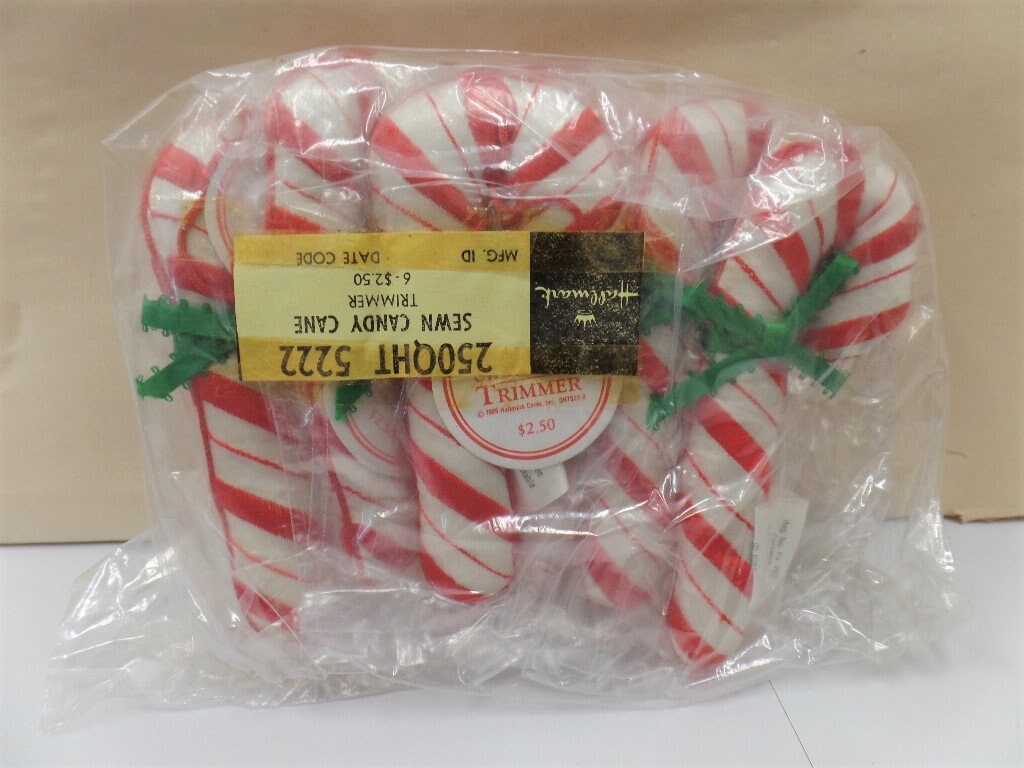 Hallmark Candy Cane Fabric Christmas Ornament 1985 NOS Unopened Package ...