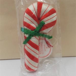 Hallmark Candy Cane Fabric Christmas Ornament 1985 NOS Unopened Package ...