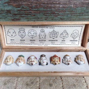 Vintage Toshikane Seven Gods of Good Fortune Hand Painted Ceramic ...