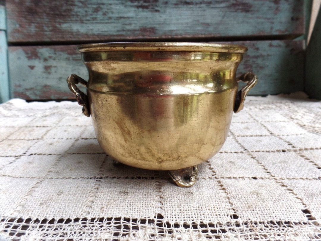 Vintage Footed Brass Double Handled Pot Planter 3 1/4" Tall - Etsy