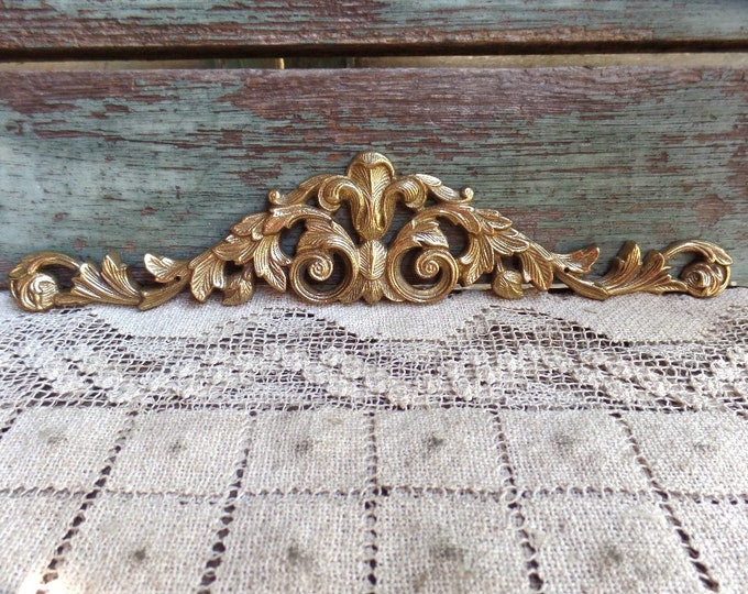 Vintage Solid Brass Ornate Wall Plaque Picture Topper Brass Accent ...