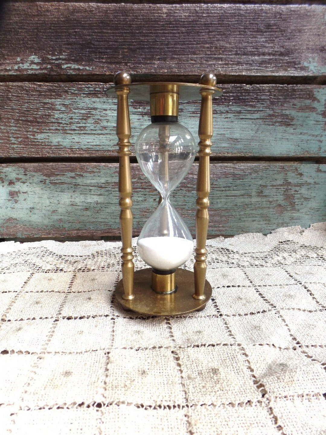 Vintage Brass and Glass Hourglass, Brass Egg Timer - Etsy